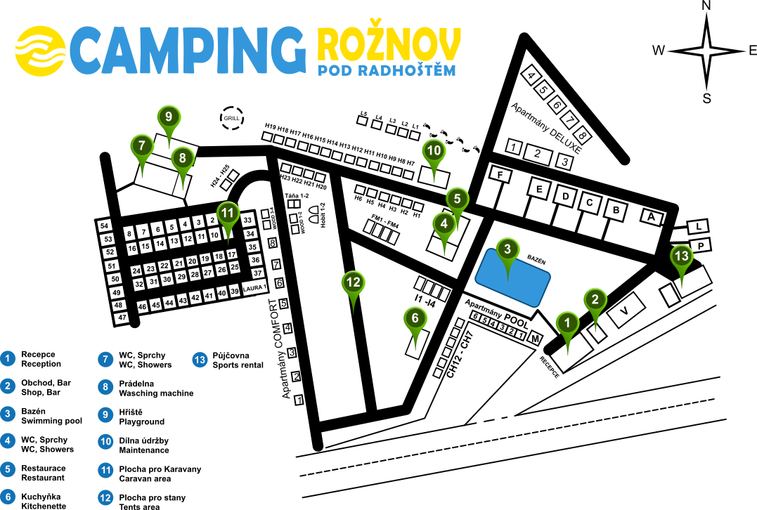 Camping Rožnov | Mapa areálu Campingu Rožnov